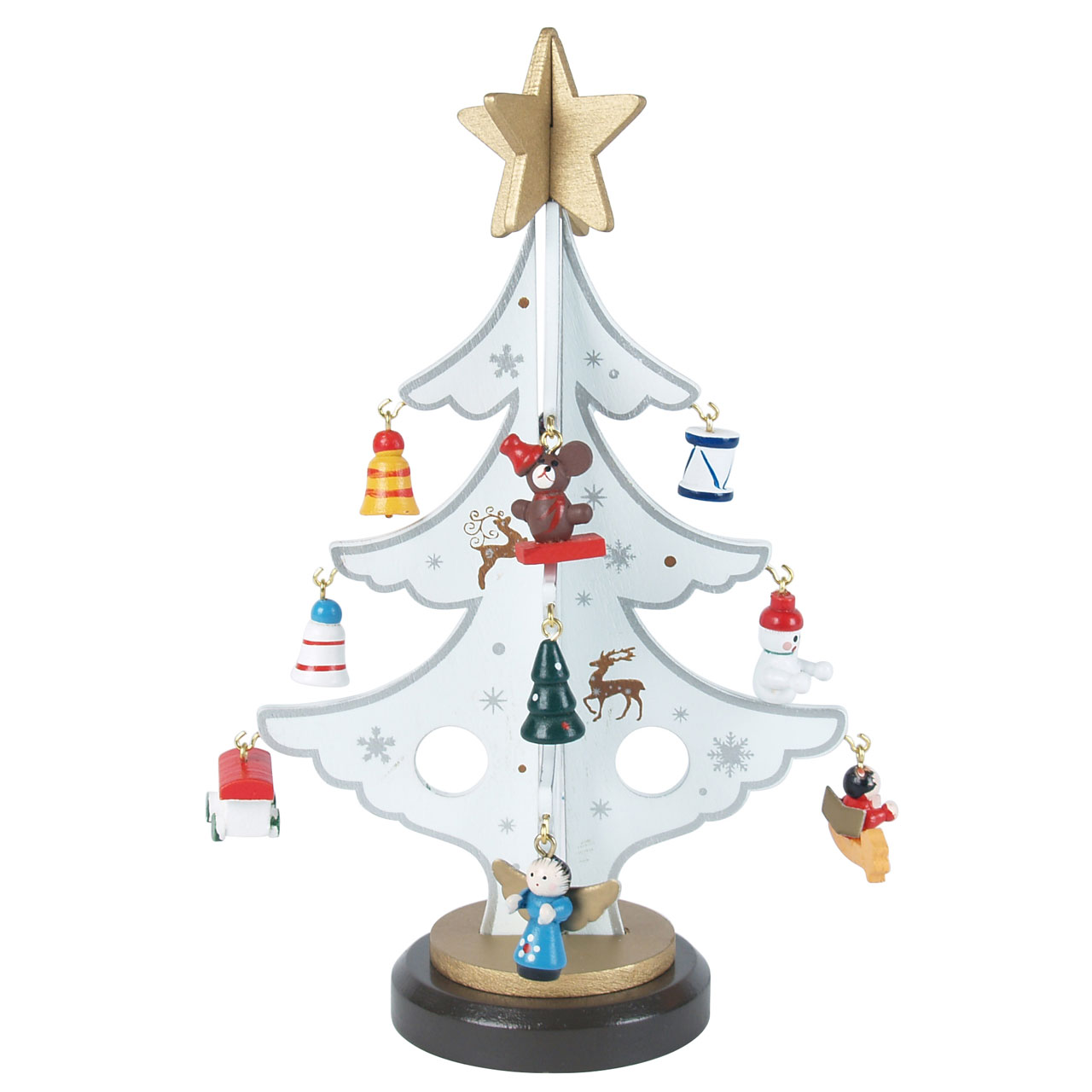 Deko-Christbaum mit Figuren, Holz weiß | OBC Kunsthandwerk
